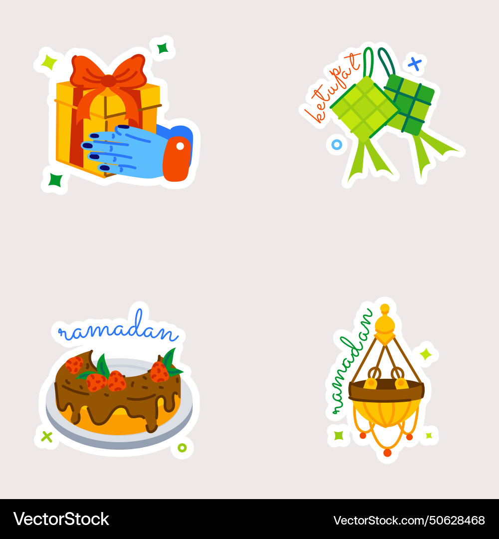 Set of ramadan flat stickers Royalty Free Vector Image