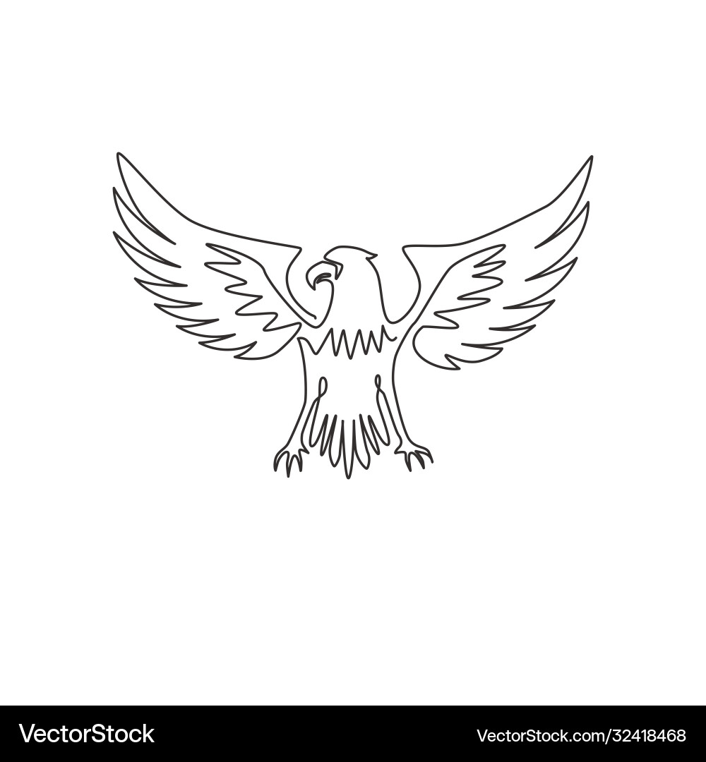 Single continuous line drawing heroic eagle Vector Image