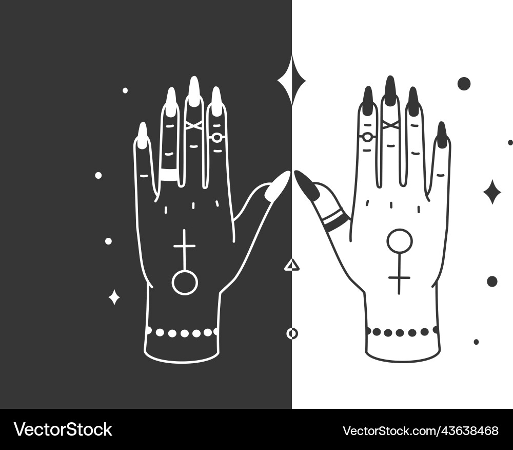 Witch hands boho witchcraft tarot poster Vector Image