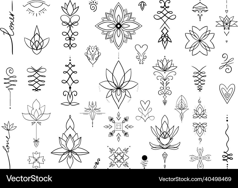 Floral & Geometric Pattern Set Royalty Free Vector Image