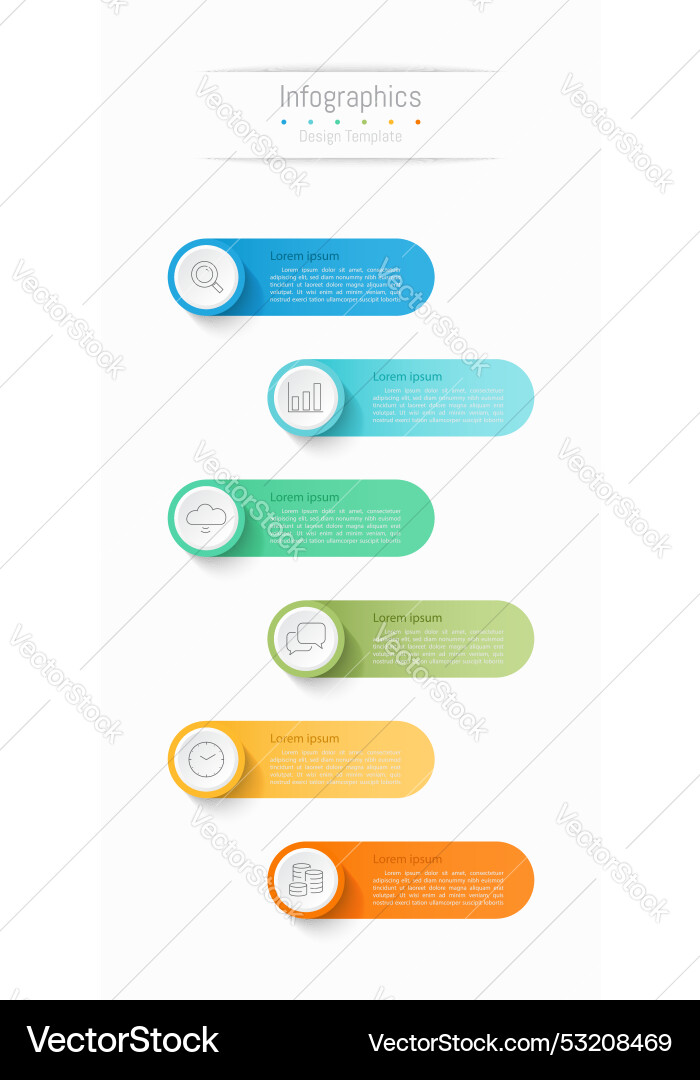 Infographic 6 options design elements Royalty Free Vector