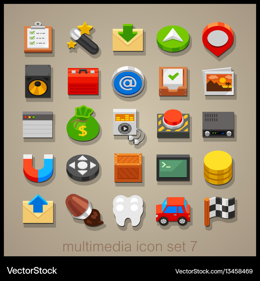 Multimedia icon set-7 Royalty Free Vector Image