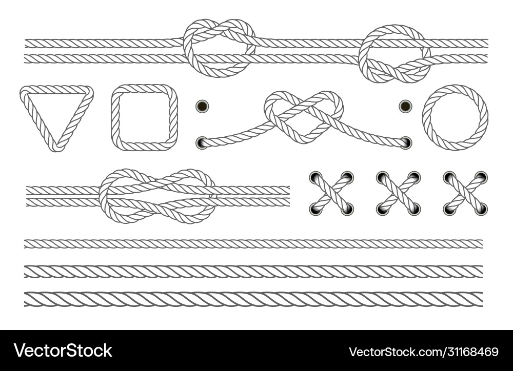 Nautical rope frames and borders marine Royalty Free Vector