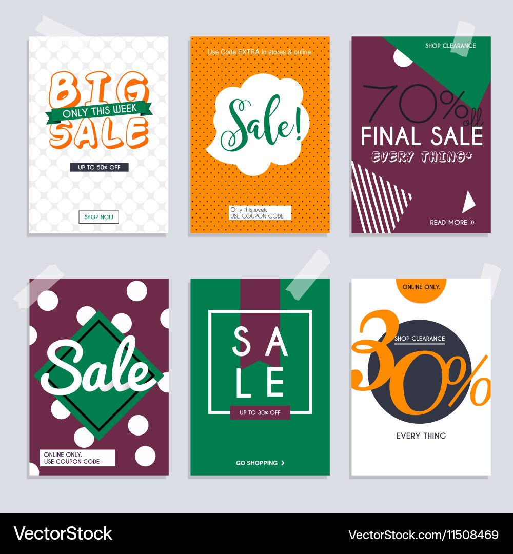 Set media banners with discount offer shopping Vector Image