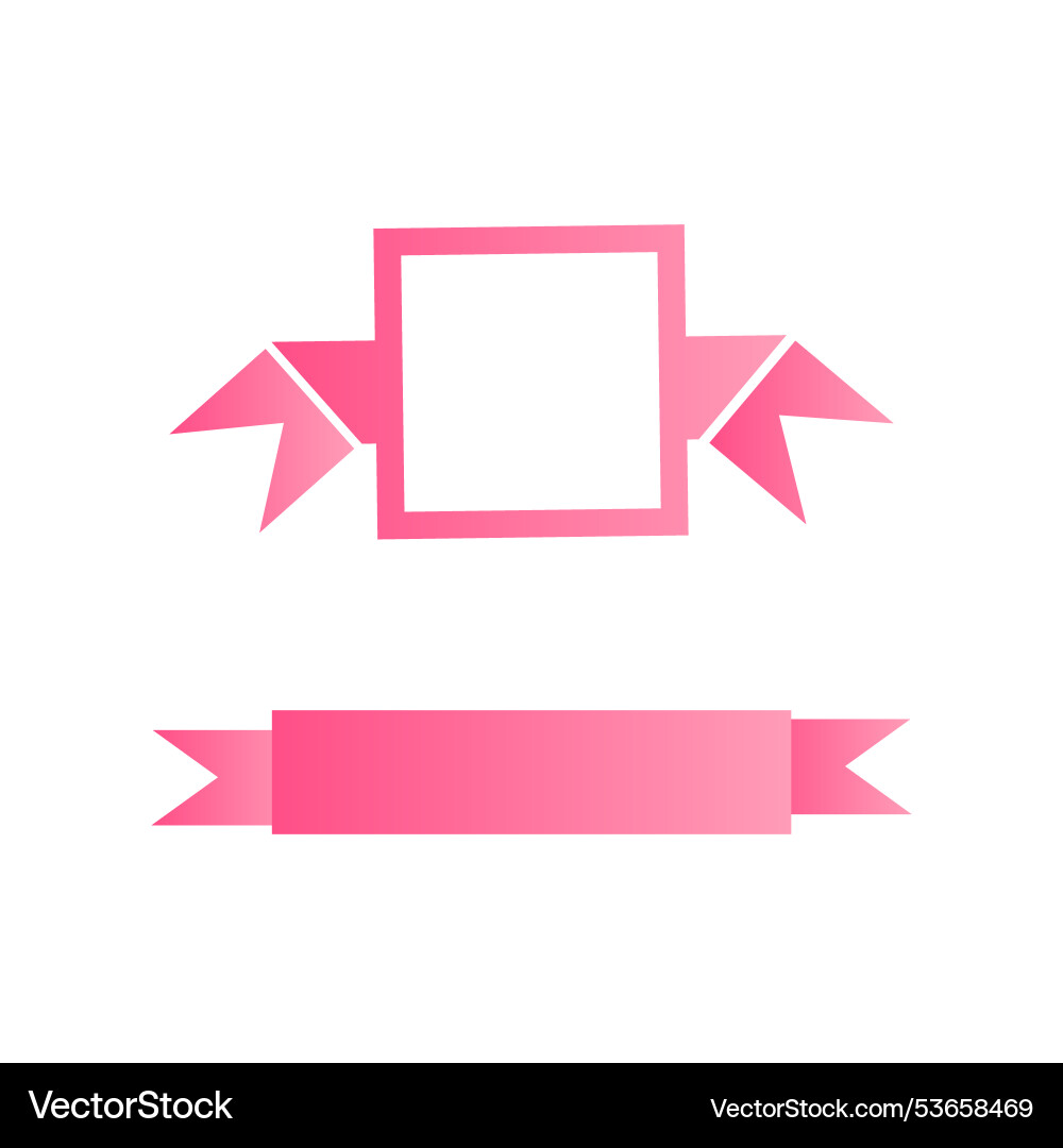 Square shape pink ribbon design isolated on white Vector Image