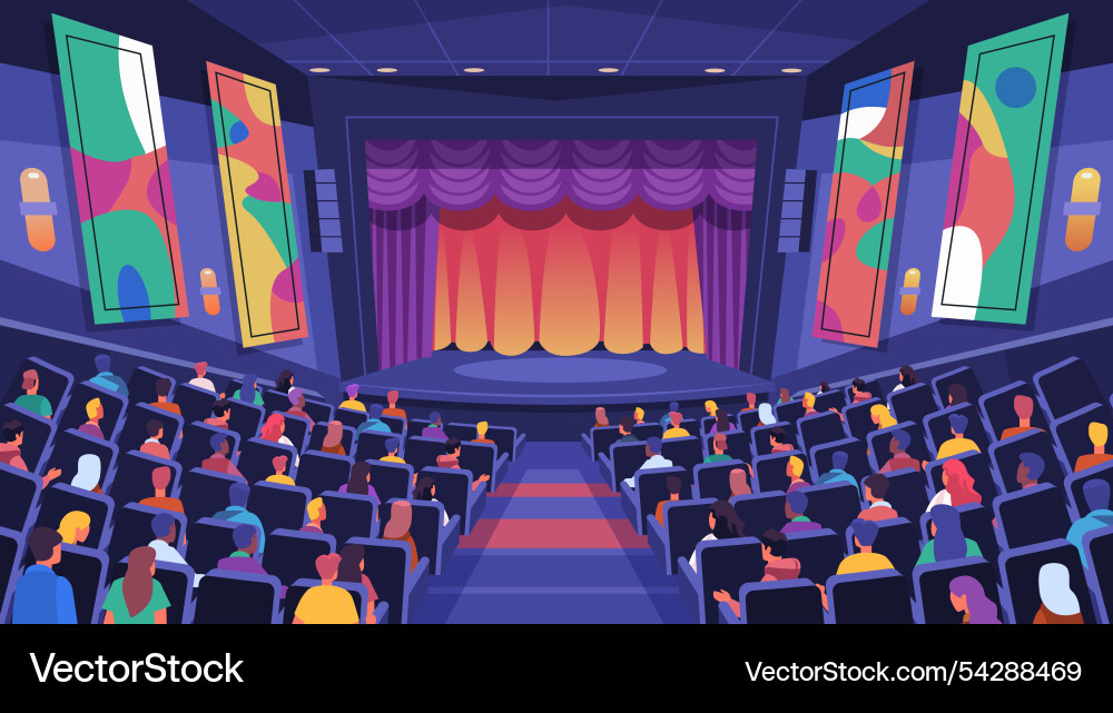 Theater audience watching stage performance Vector Image