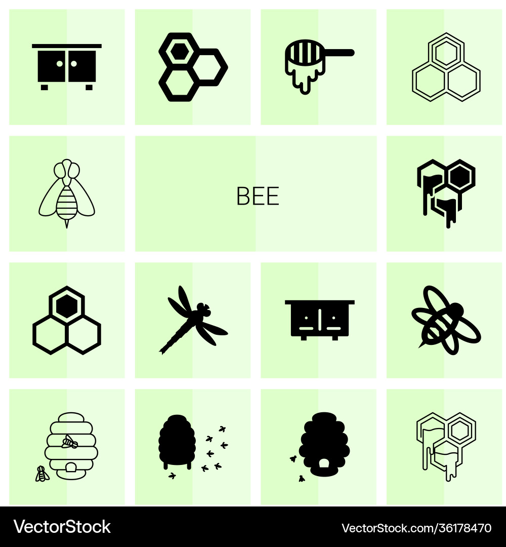 14 bee icons Royalty Free Vector Image - VectorStock