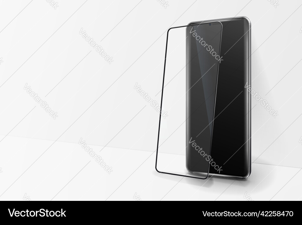 Realistic smartphone with screen protector mobile Vector Image
