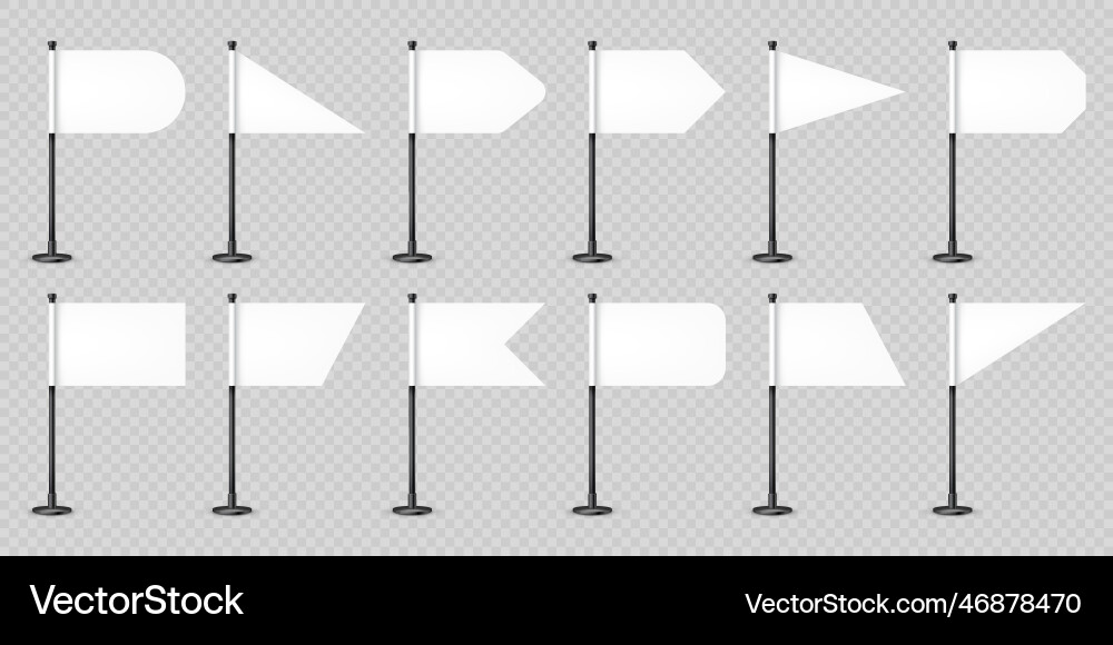 Realistic various table flags on a steel pole Vector Image
