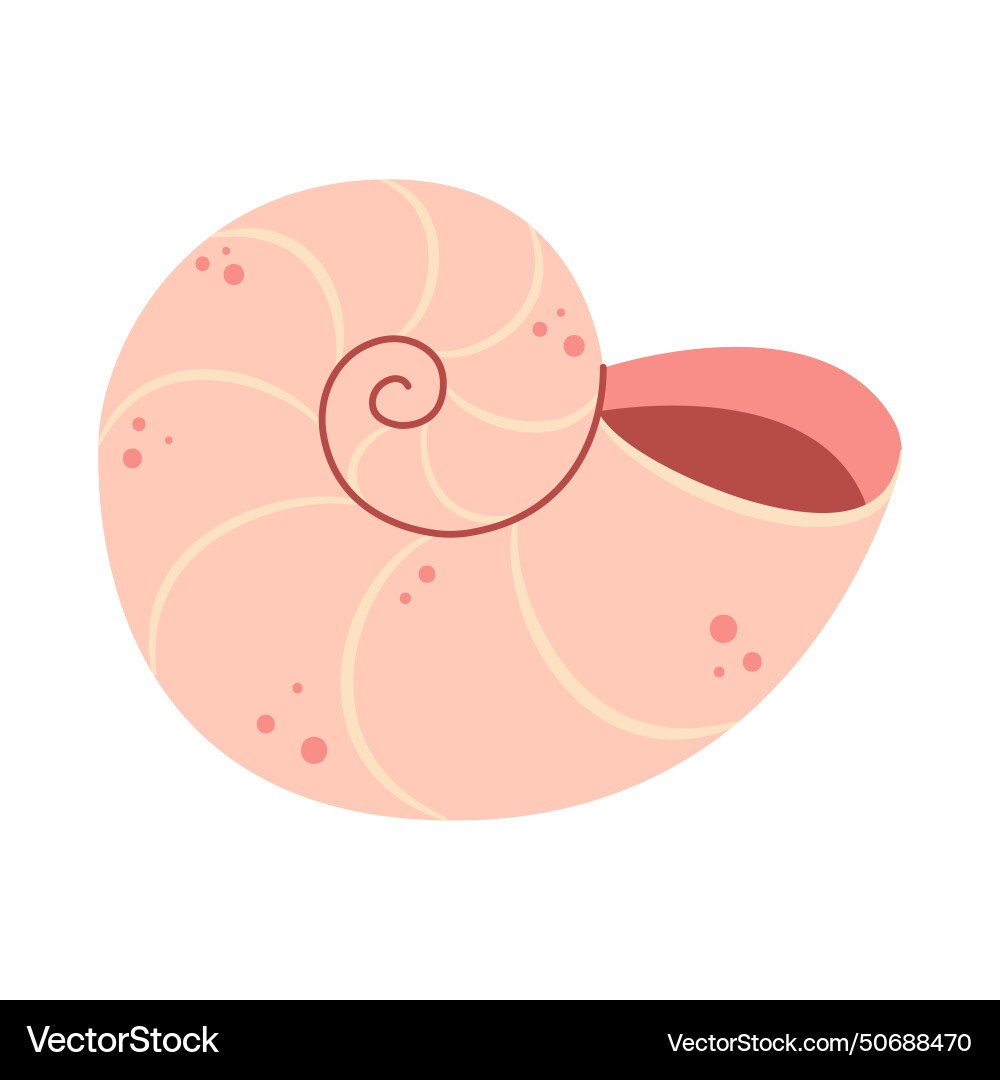 Seashell hand drawn cartoon style flat Royalty Free Vector