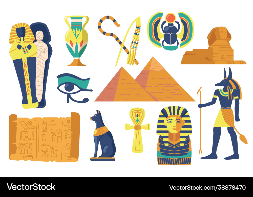 Set ancient egypt religious symbols Royalty Free Vector