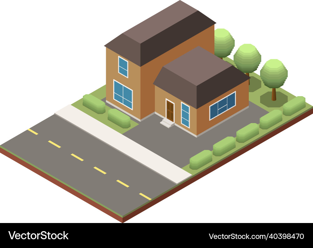 Street suburban house composition Royalty Free Vector Image