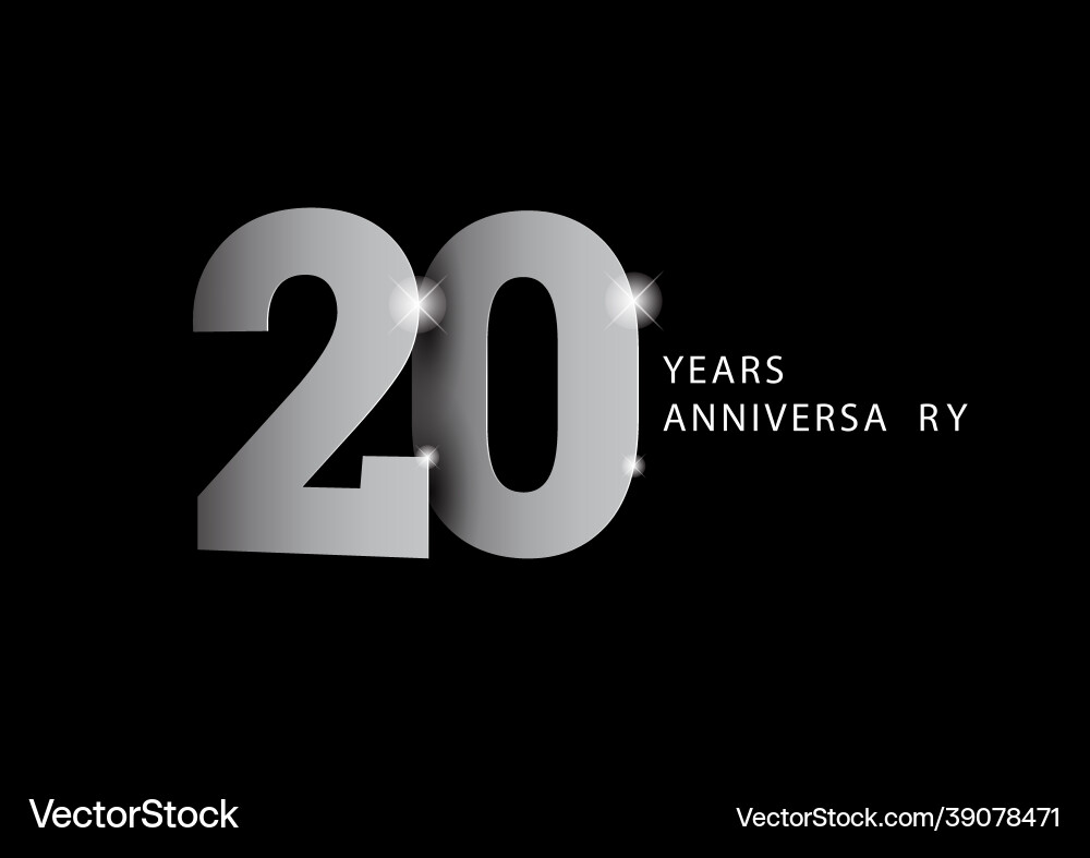 Anniversary 20 silver number poster template Vector Image