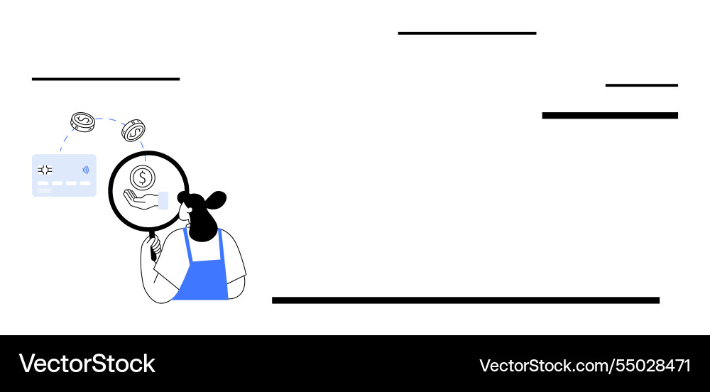 Cartoon character examining financial transactions