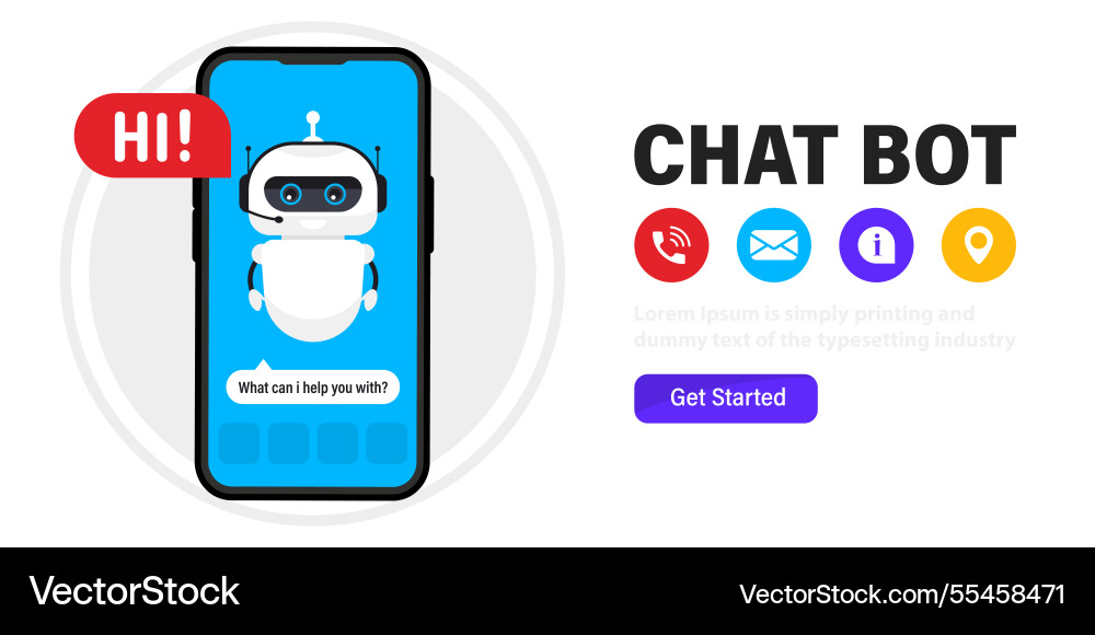 Chatbot in a smartphone screen chat bot phone Vector Image