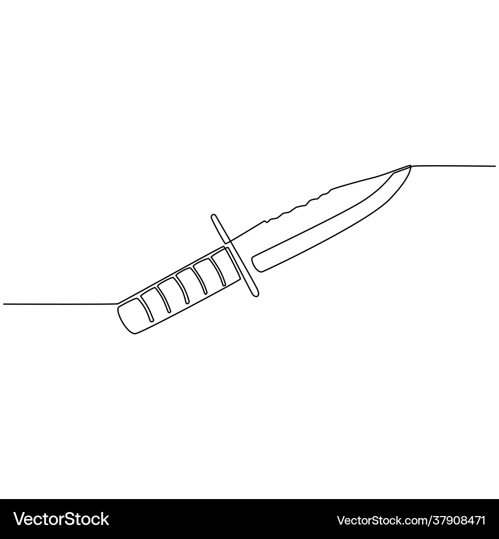 Continuous line drawing military knife Royalty Free Vector