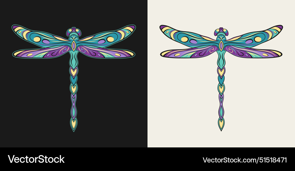 Fantasy colored dragonfly with spread wings Vector Image