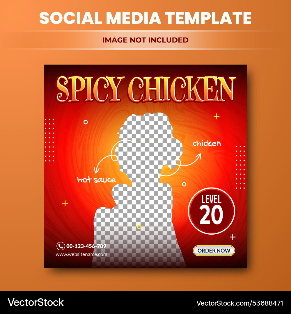 Hot and spicy food instagram posts template Vector Image