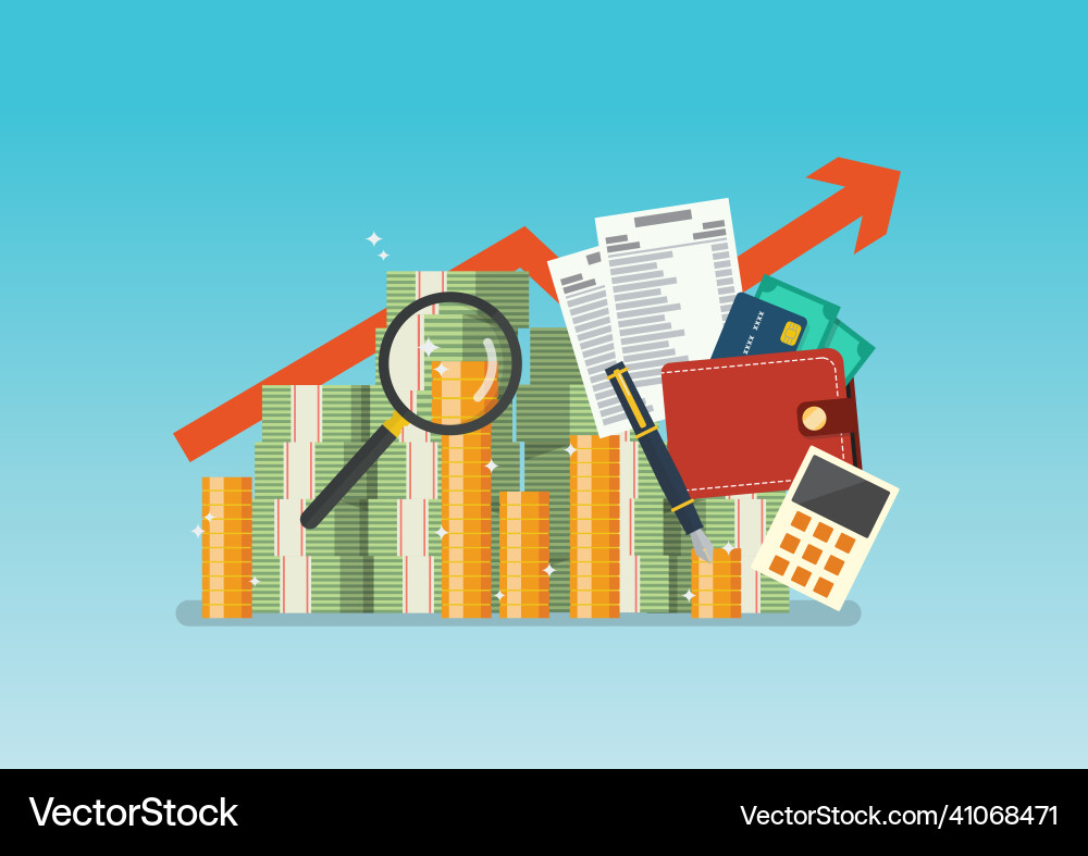 Money management concept in flat style Royalty Free Vector