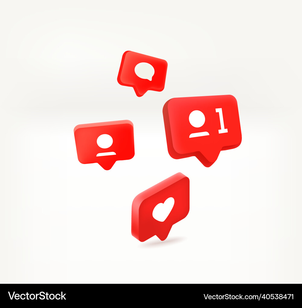 Receiving notifications concept 3d banner Vector Image