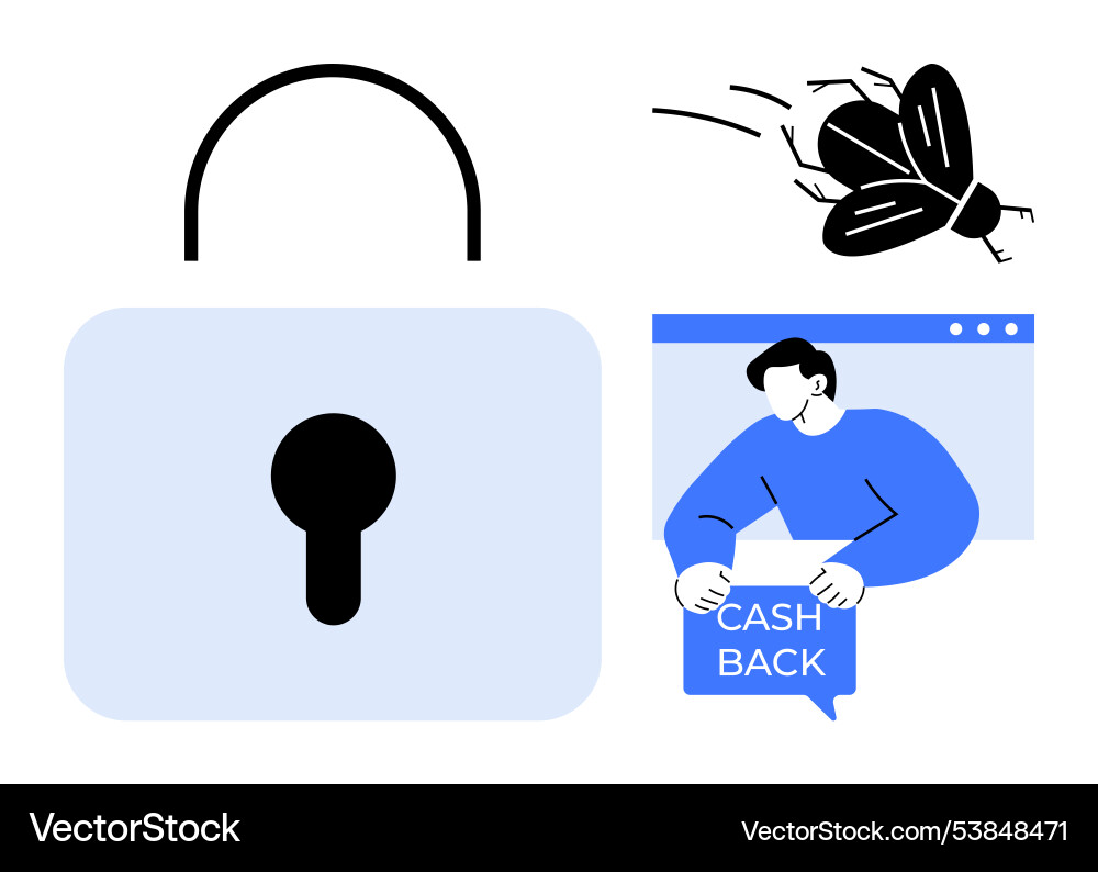 Security and cashback protecting online purchases Vector Image