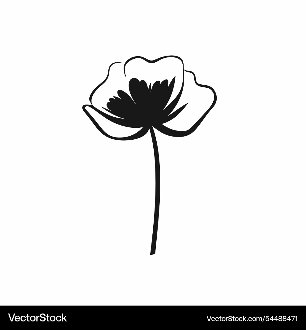 Simple black flower on a white background Vector Image