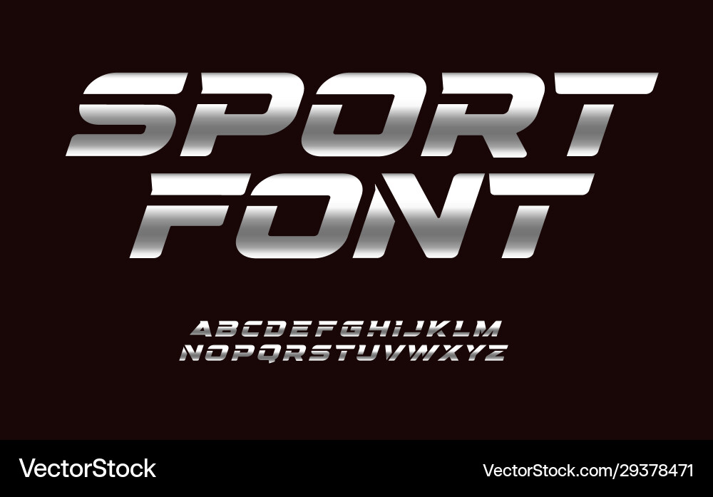 Sport font with chrome texture trendy letters Vector Image