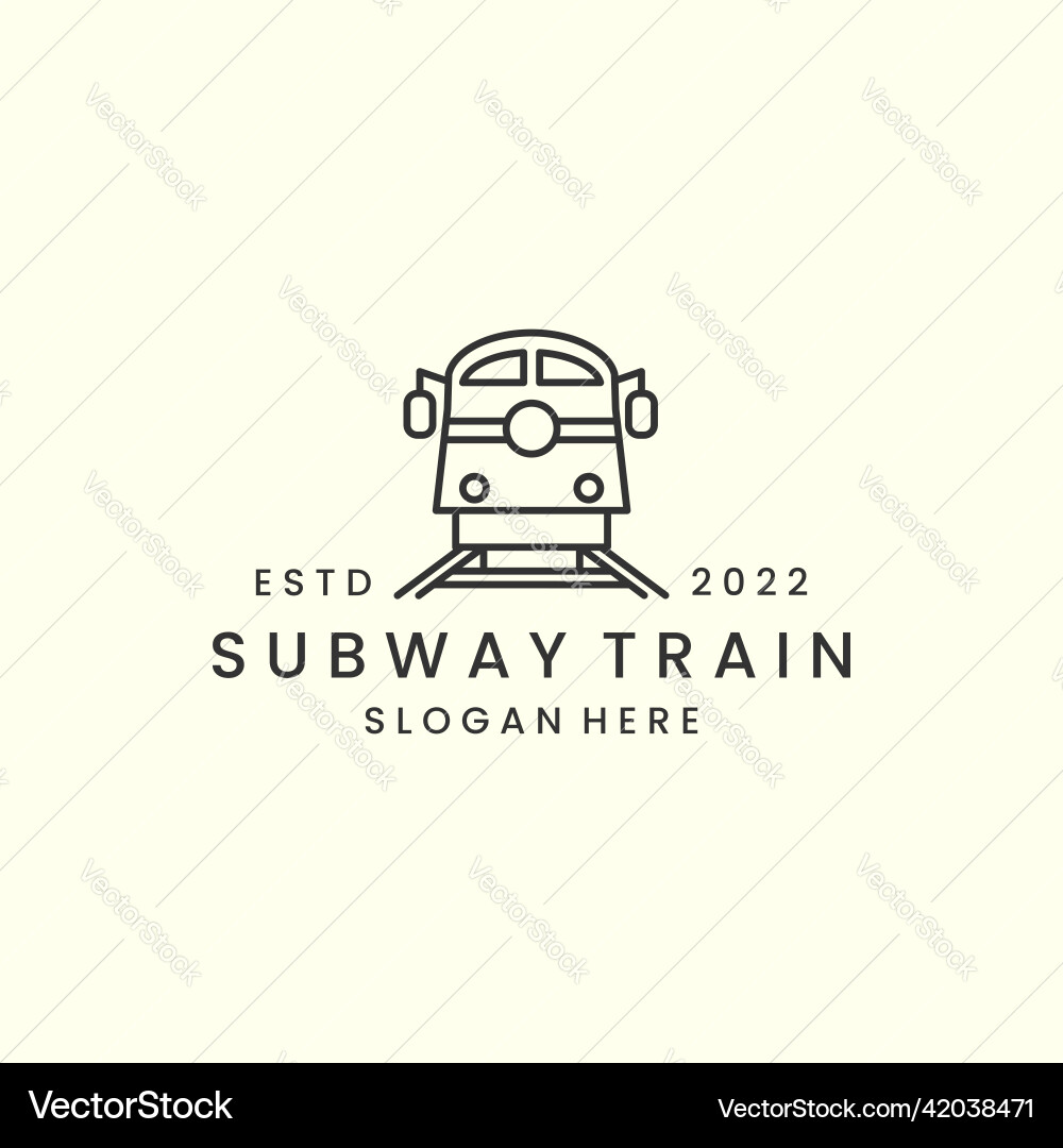 Subway train with line style logo icon template Vector Image