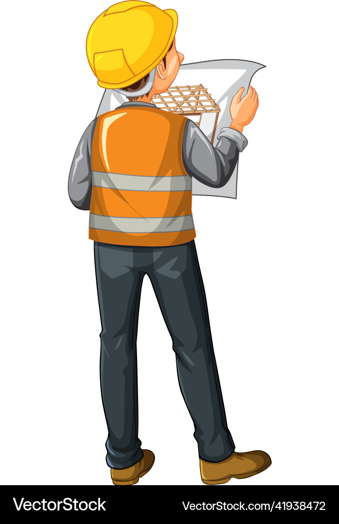 Back side of a construction worker Royalty Free Vector Image