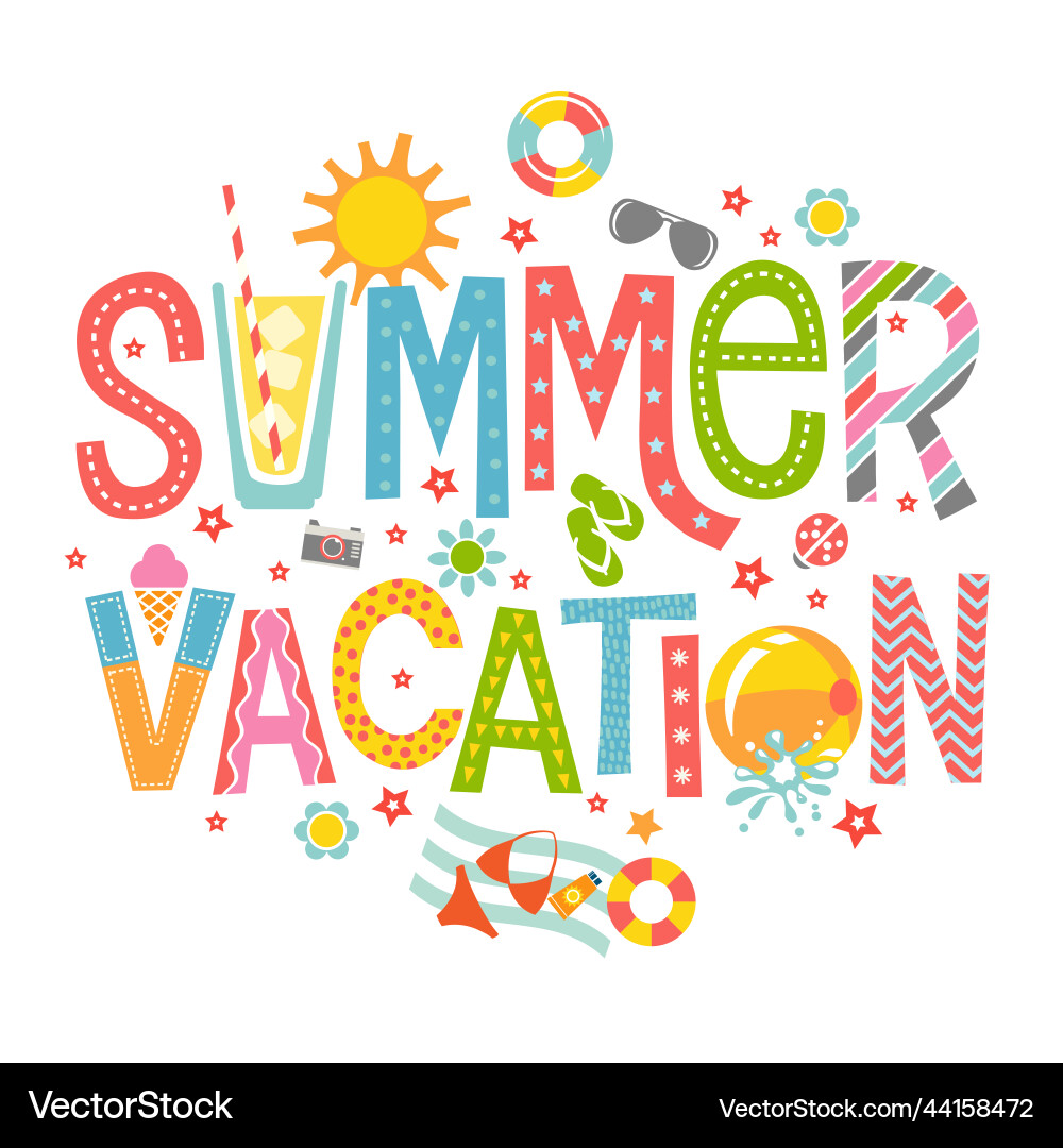 Decorative summer vacation lettering Royalty Free Vector