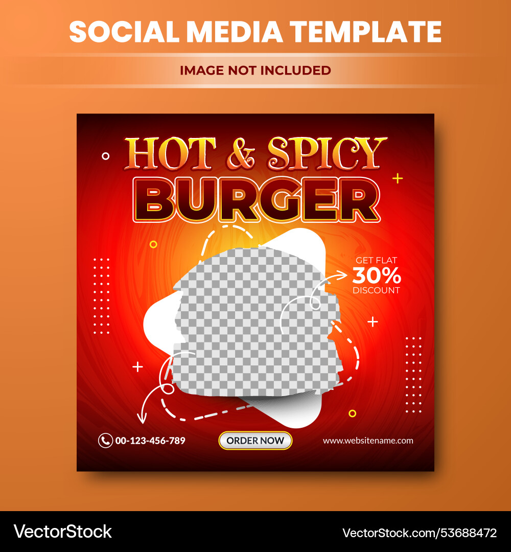 Hot and spicy food instagram posts template Vector Image