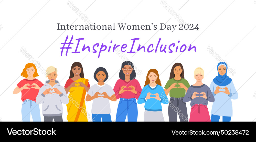 Inspire Inclusion Pose International Womens Day Royalty Free Vector
