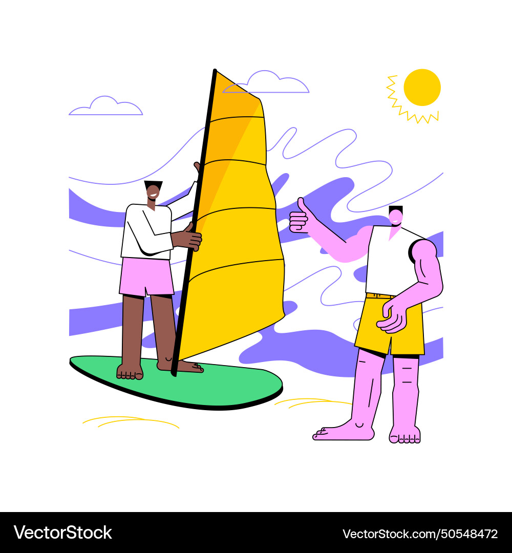 Try windsurfing isolated cartoon Royalty Free Vector Image