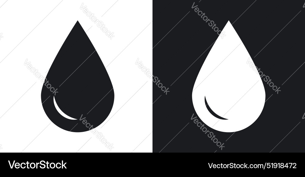 Water drop icon set in solid black and white color