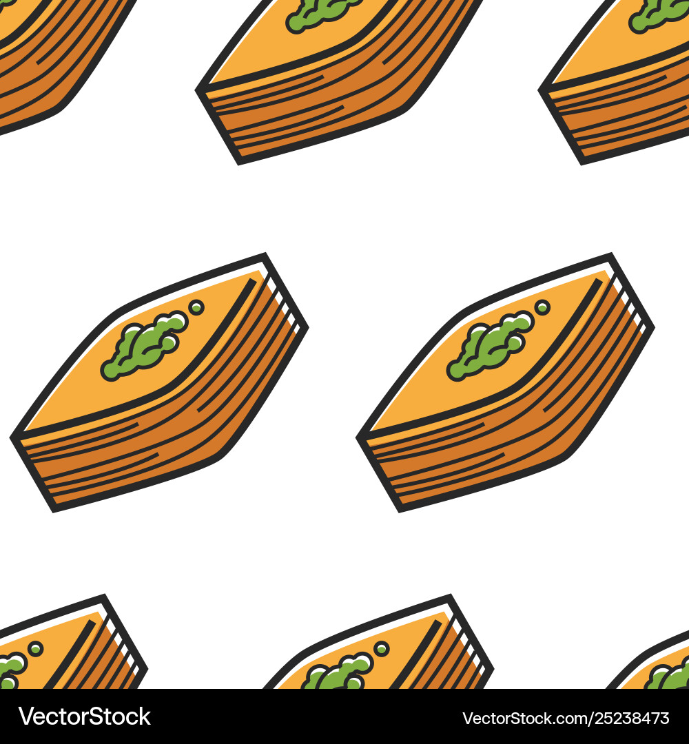 Baklava with pistachio seamless pattern turkish Vector Image