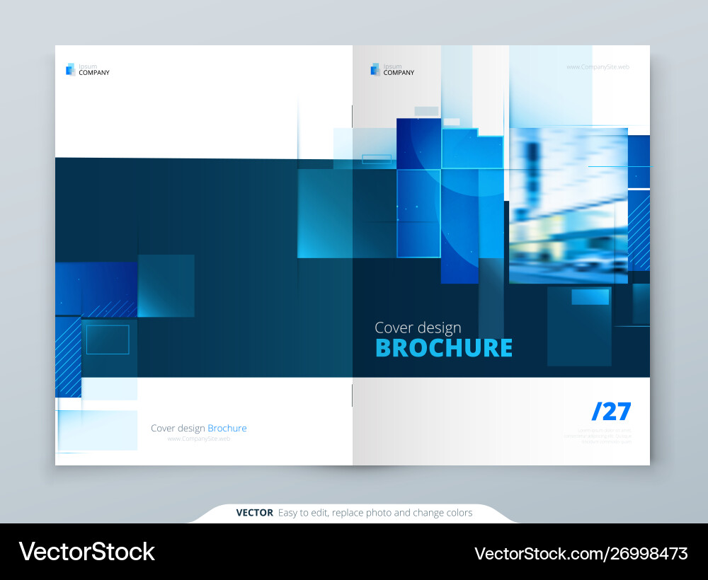 Blue brochure cover template layout design Vector Image