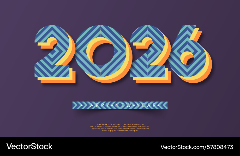 Bold graphic 2026 numbers with a striped pattern Vector Image