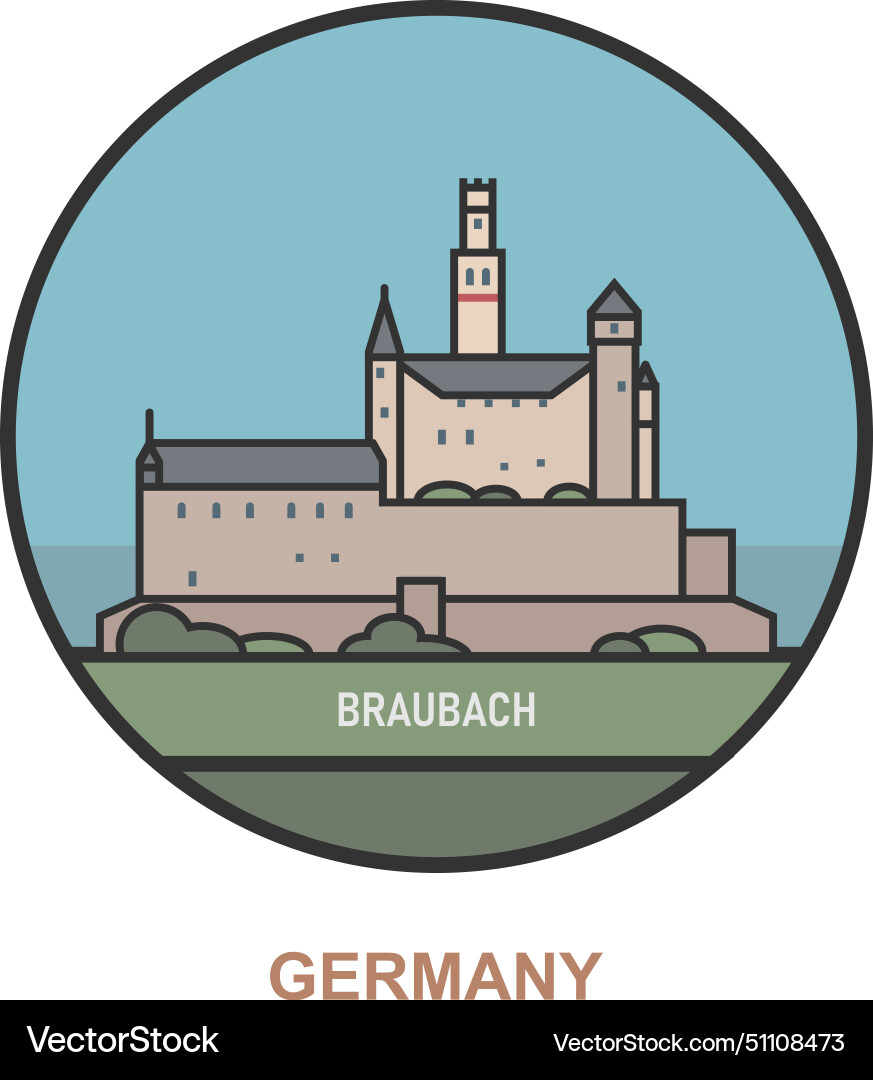 Braubach cities and towns in germany Royalty Free Vector