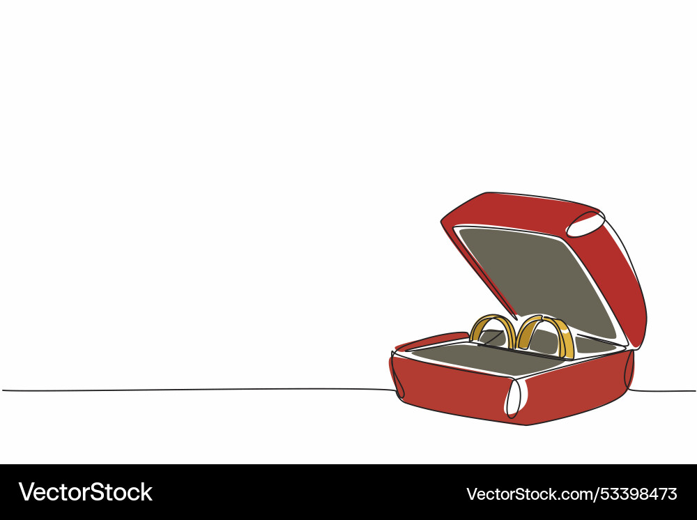 Continuous one line drawing open ring box Vector Image