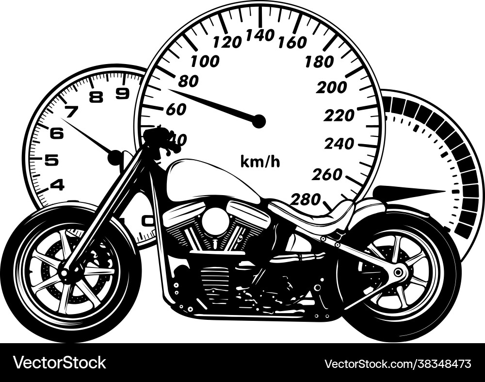 Custom motorcycle with speedometer Royalty Free Vector Image