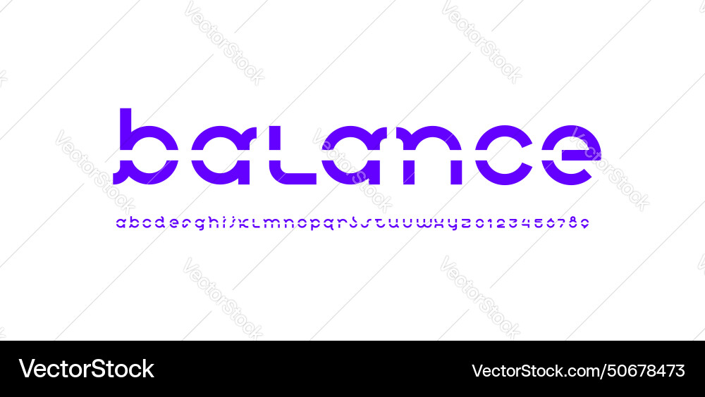 Digital font rounded modern alphabet Royalty Free Vector