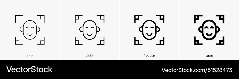 Face recognition icon thin light regular and bold Vector Image