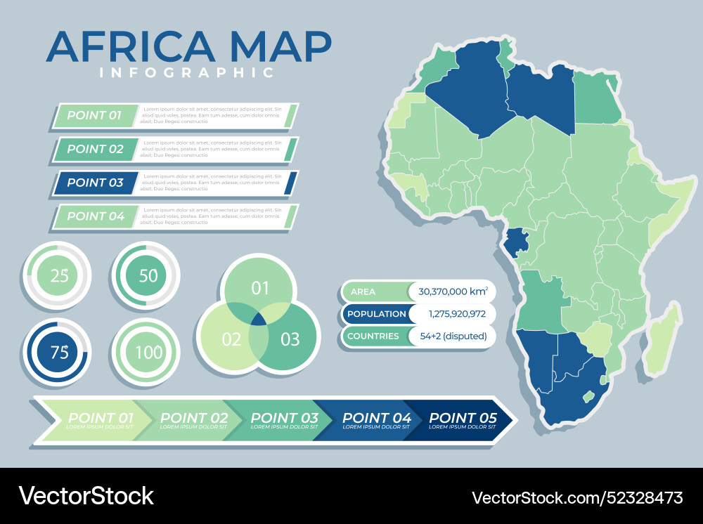 Flat africa map infographic Royalty Free Vector Image