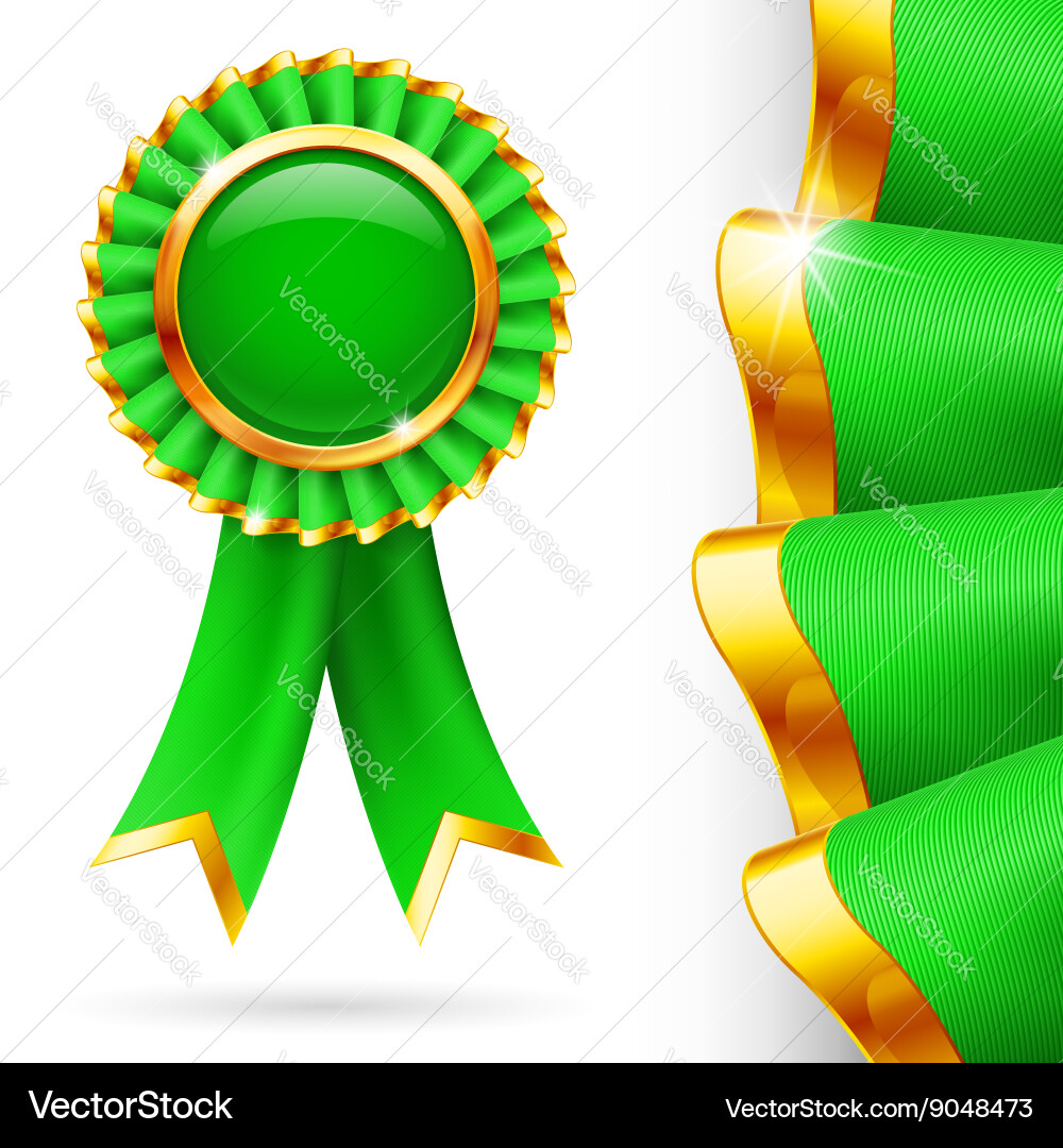 Green award ribbon Royalty Free Vector Image - VectorStock