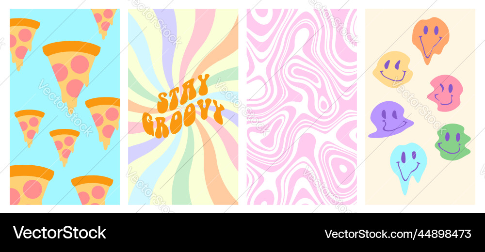 Groovy backgrounds set Royalty Free Vector Image