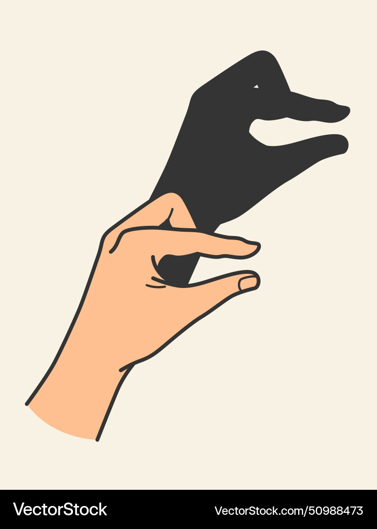 Hands gesture shadow gaming animal puppet from Vector Image