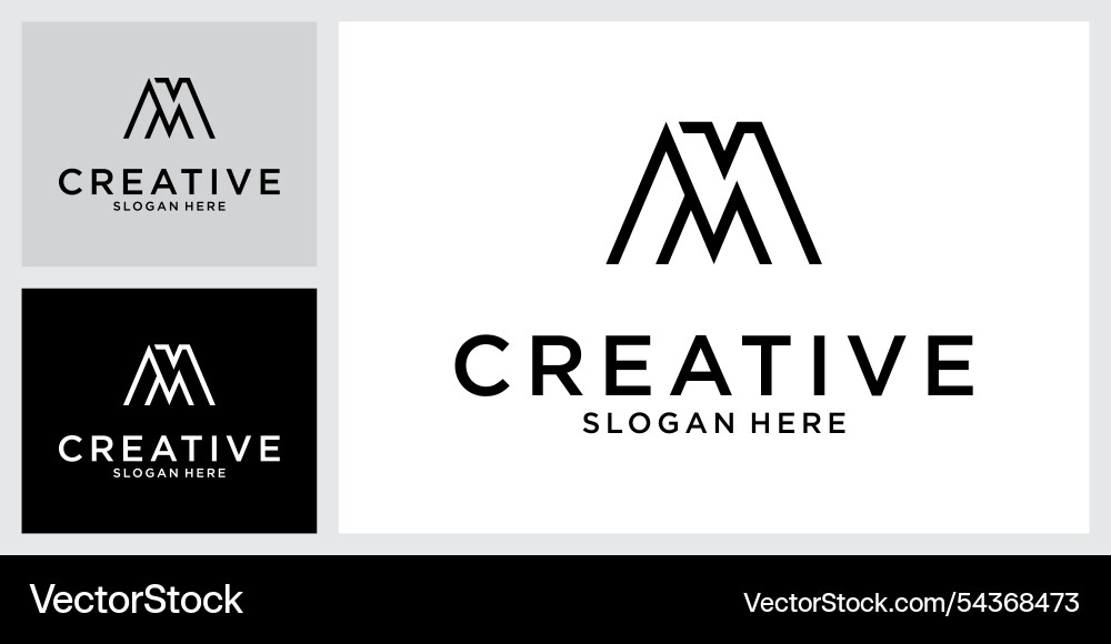 Initial letter m monogram logo design Royalty Free Vector