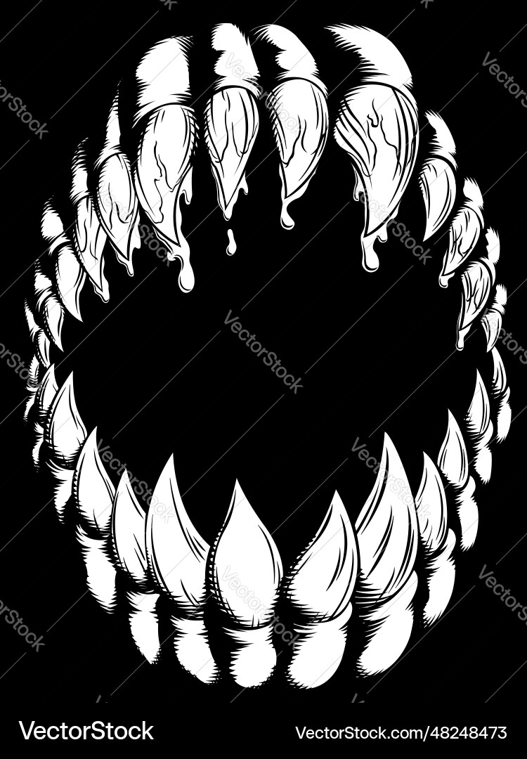 Monster Teeth Silhouette - Horror Background Vector Image