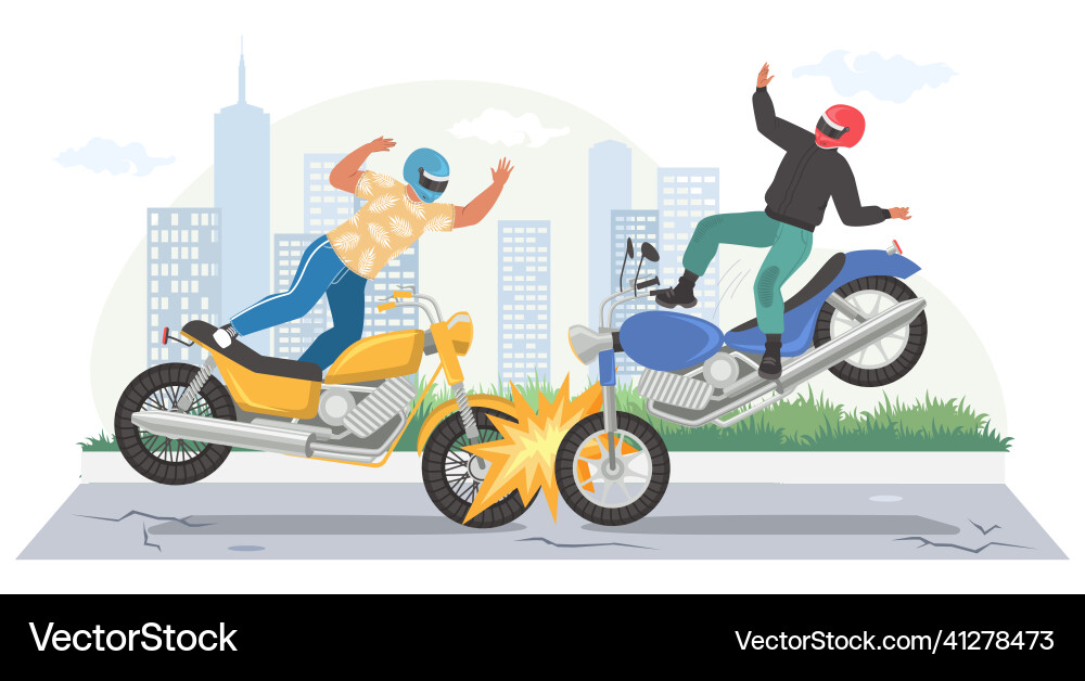 Motorcycle accident road Royalty Free Vector Image