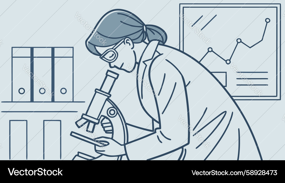 Scientist Examining Microscope – Royalty-Free Vector | VectorStock